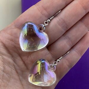 Jewelry | Y2k Silver Iridescent Bubble Heart Drop Festival Earrings ...